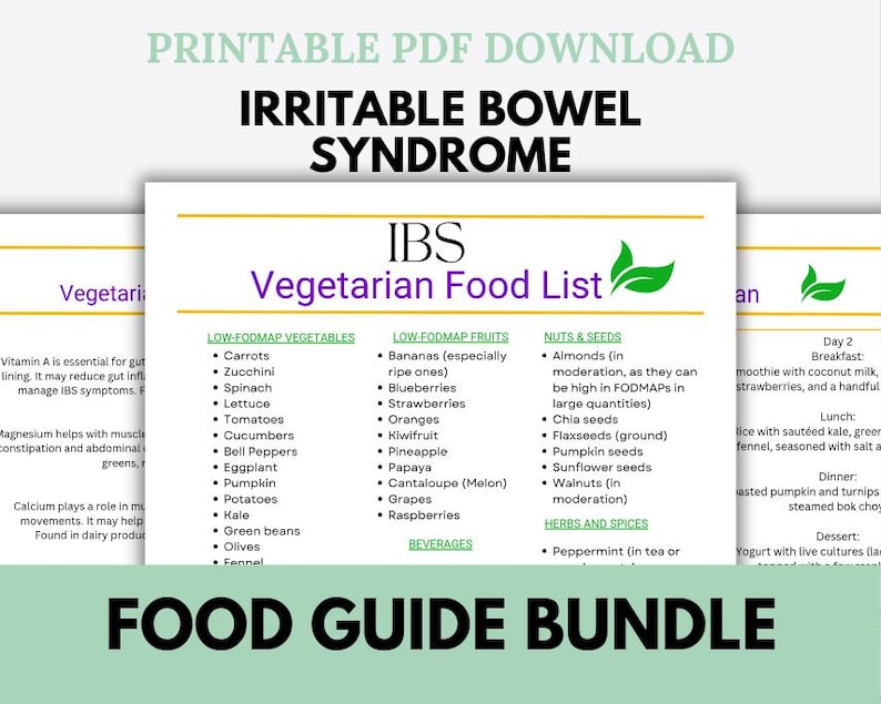 Healthy Meal Plan for Irritable Bowel Syndrome, Printable Food List for ...