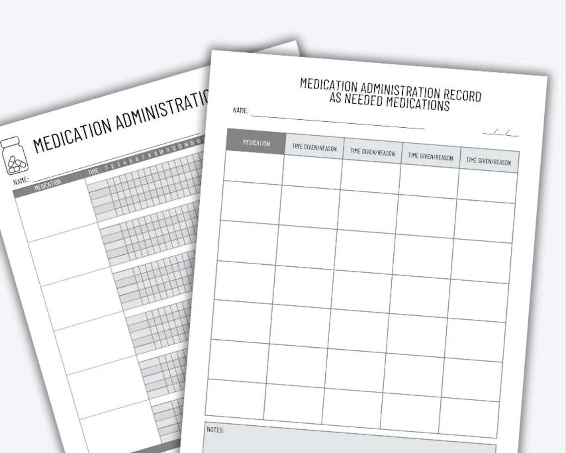 MAR | Medication Administration Record | Printable Medicine Record ...