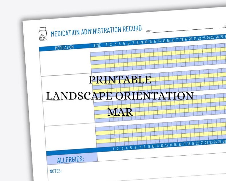 MAR | Medication Administration Record | Printable Medicine Record ...