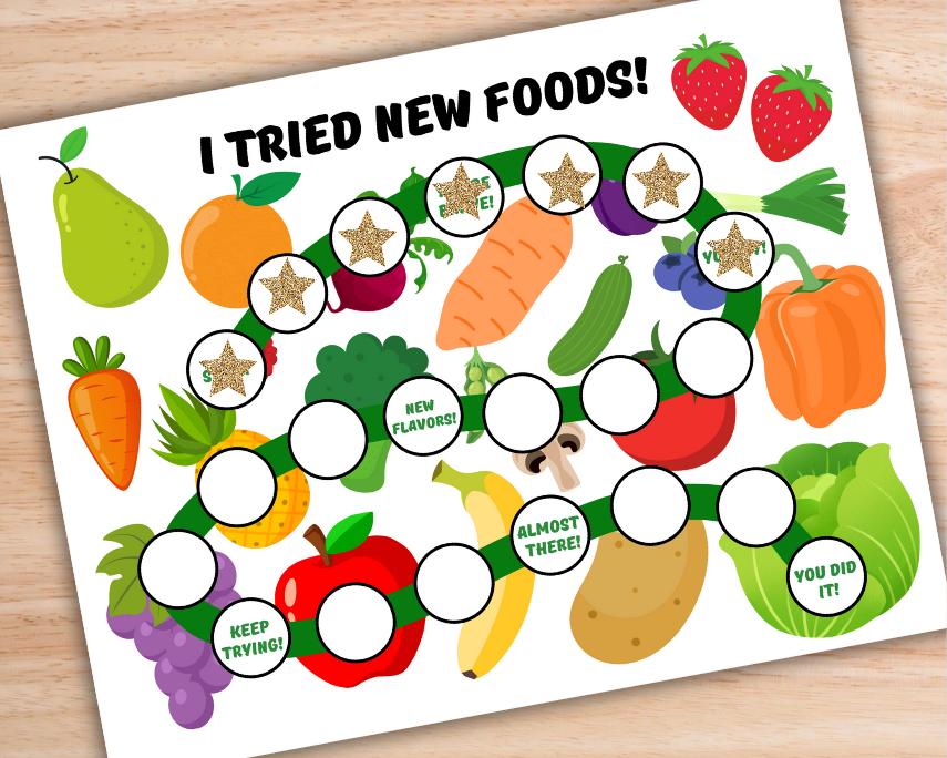 Reward Chart for Picky Eaters, Healthy Eating Rewards, Try New Foods ...