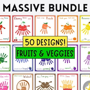 Handprint Fruit Veggie Art Bundle, 50 Food Designs, Printable Crafts ...