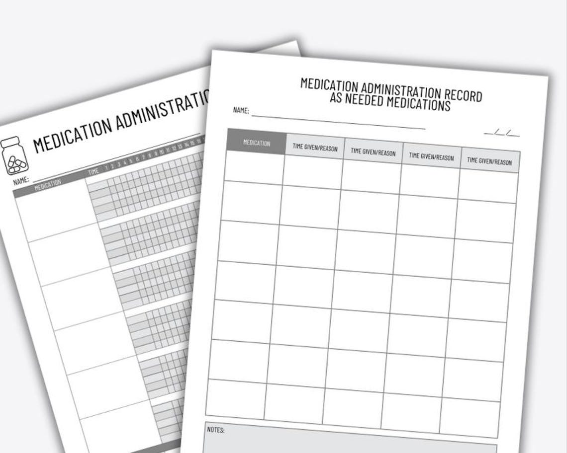 MAR | Medication Administration Record | Printable Medicine Record ...