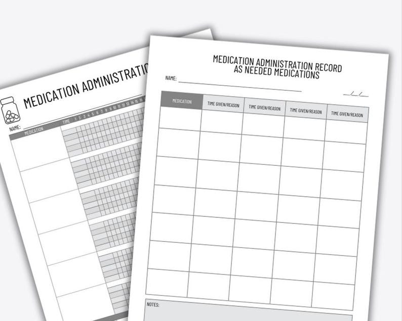 MAR | Medication Administration Record | Printable Medicine Record ...