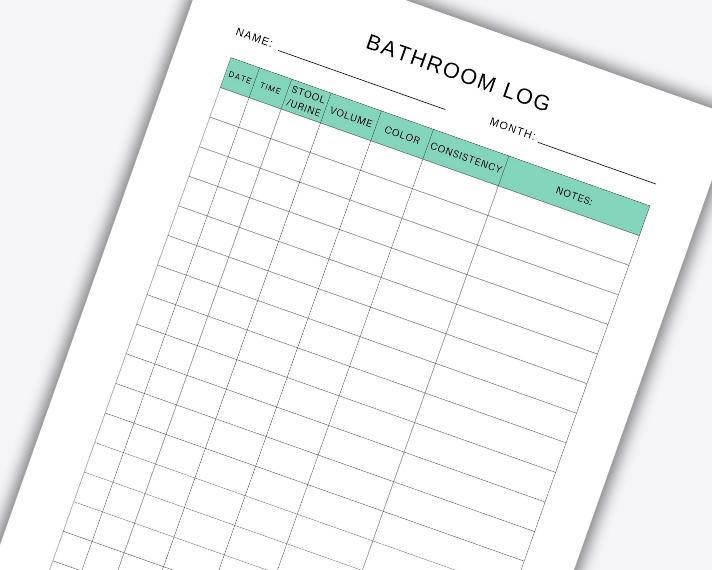Printable Bathroom Log, Bathroom Tracker for Health Monitoring, Daily ...