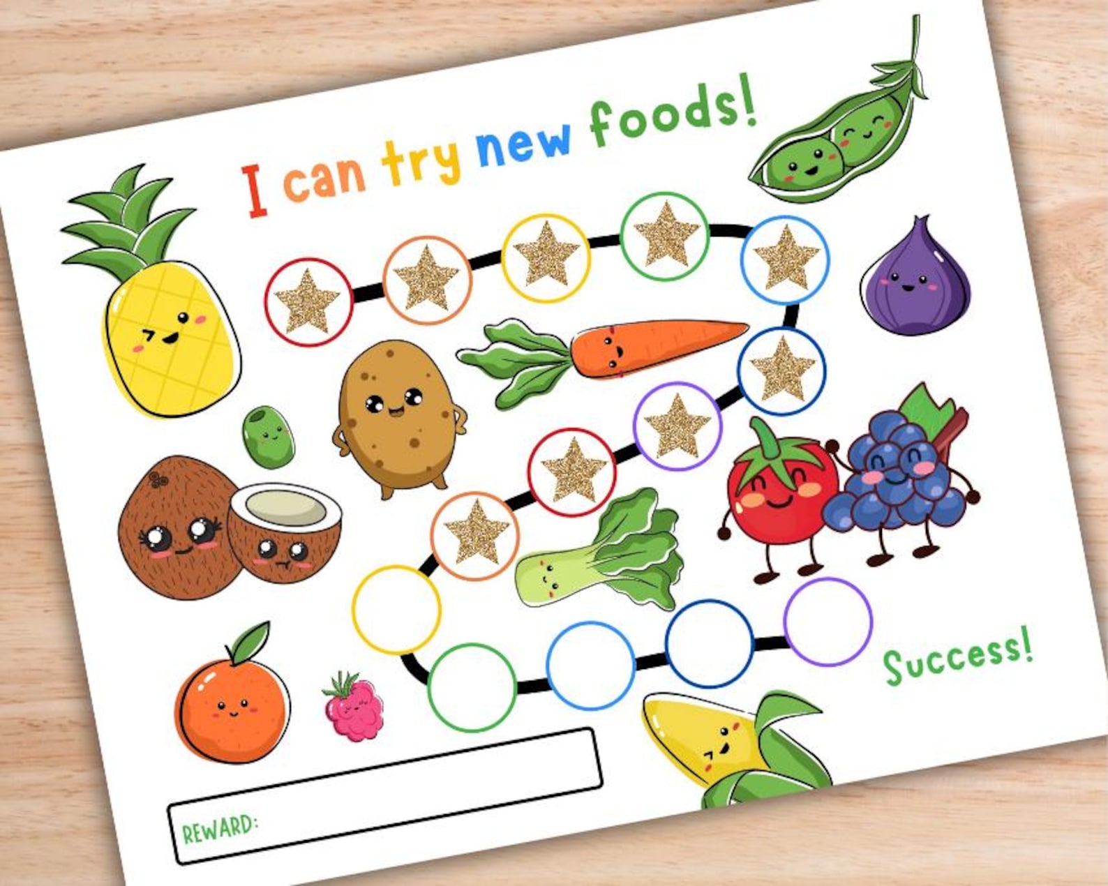 Reward Chart for Picky Eaters, Healthy Eating Rewards, Try New Foods ...