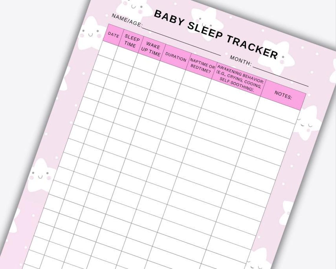 Baby Sleep Tracker Printable Sheet for Monitoring Sleep Patterns, Naps ...