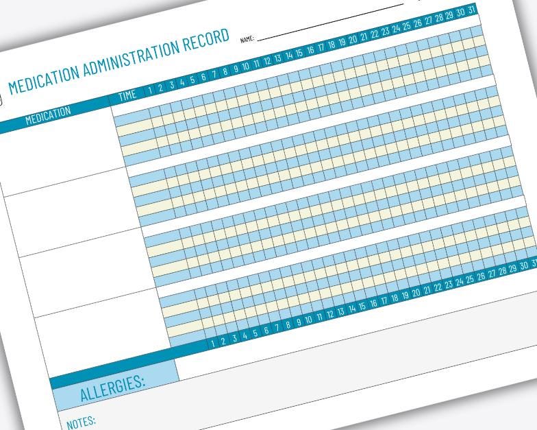 MAR | Medication Administration Record | Printable Medicine Record ...