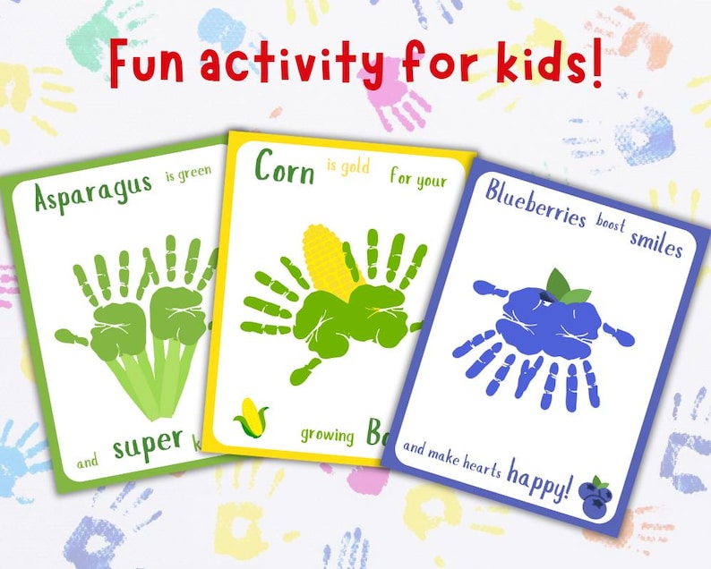 Handprint Fruit Veggie Art Bundle, 50 Food Designs, Printable Crafts ...