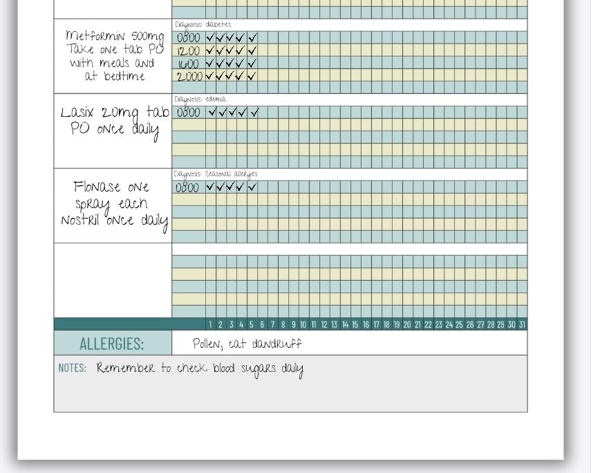 MAR | Medication Administration Record | Printable Medicine Record ...