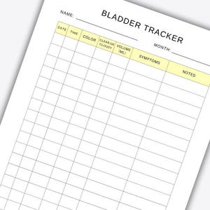 Printable Bladder Tracker, Daily Bladder Health Log, Bladder Tracker ...