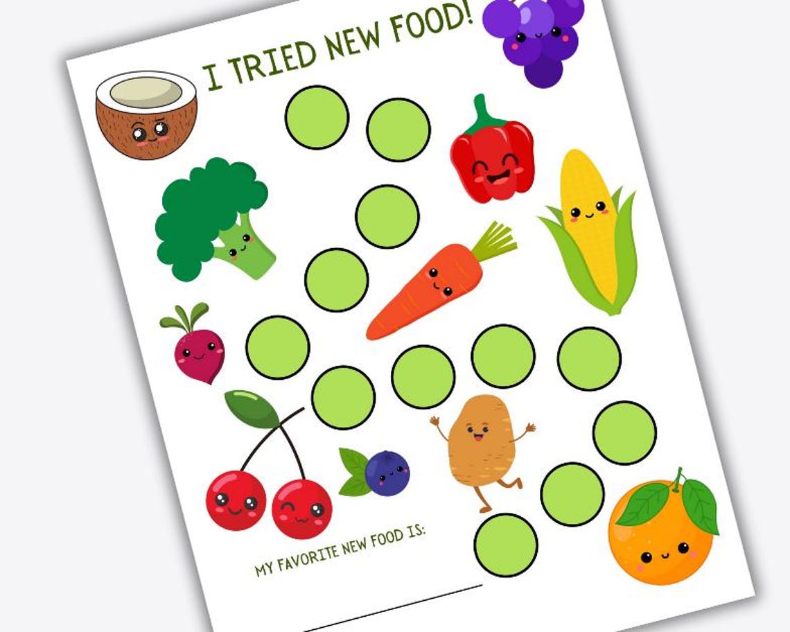 Reward Chart for Picky Eaters, Healthy Eating Rewards, Try New Foods ...