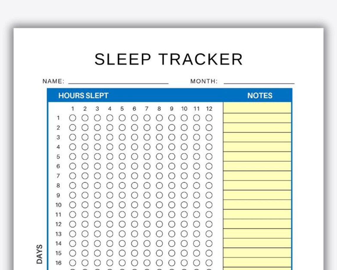 Printable Sleep Tracker, Sleep Log, Bedtime Goal, Sleep Schedule ...