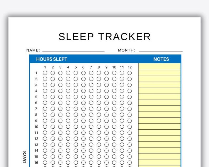 Printable Sleep Tracker, Sleep Log, Bedtime Goal, Sleep Schedule ...