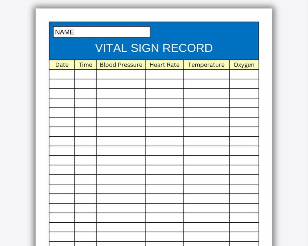 Daily Vital Sign Log, Vital Sign Tracker for Nurse Caregiver, Vital ...