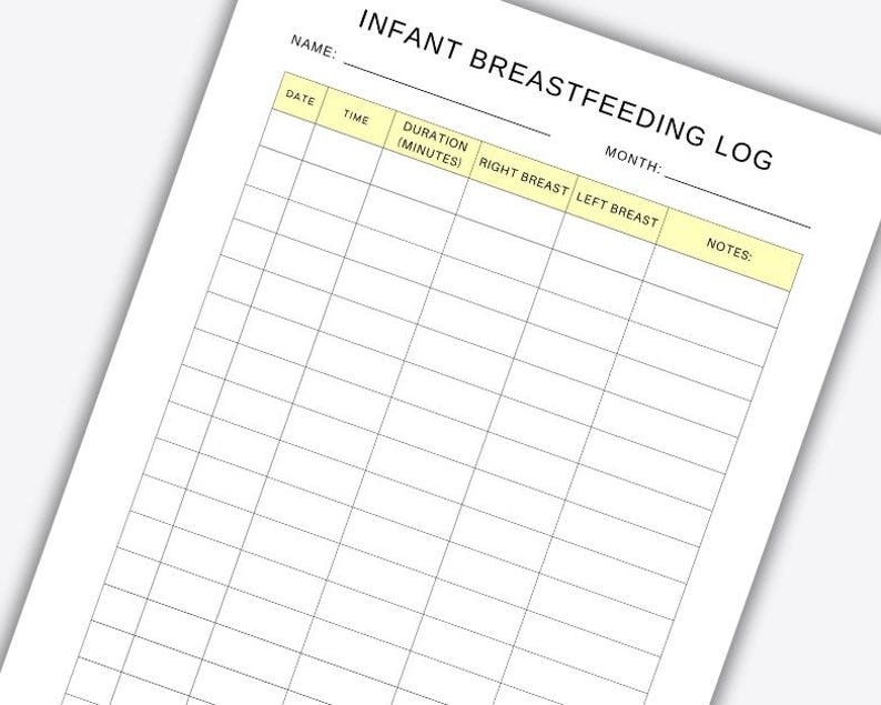 Breastfeeding Log, Newborn Breastfeeding Tracker Sheet, Infant Feeding ...