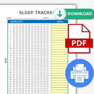 Printable Sleep Tracker, Sleep Log, Bedtime Goal, Sleep Schedule ...