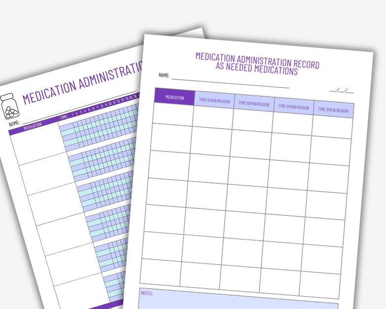 MAR | Medication Administration Record | Printable Medicine Record ...