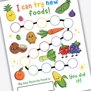 Reward Chart for Picky Eaters, Healthy Eating Rewards, Try New Foods ...