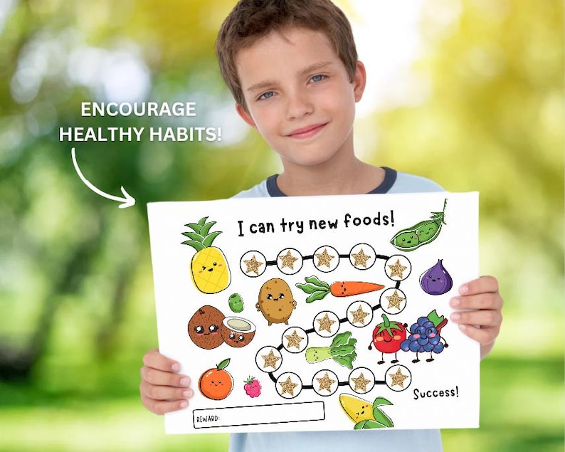 Reward Chart for Picky Eaters, Healthy Eating Rewards, Try New Foods ...