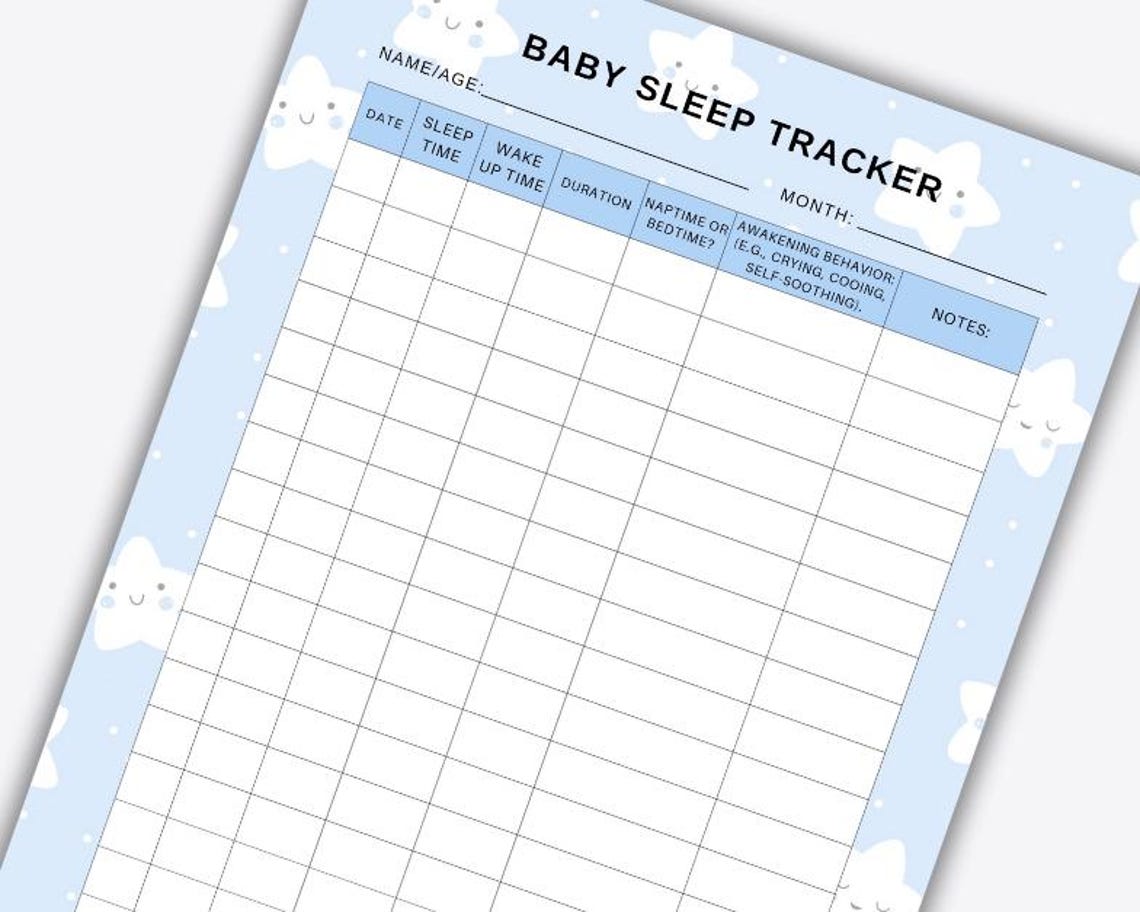 Baby Sleep Tracker Printable Sheet for Monitoring Sleep Patterns, Naps ...