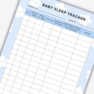 Baby Sleep Tracker Printable Sheet for Monitoring Sleep Patterns, Naps ...