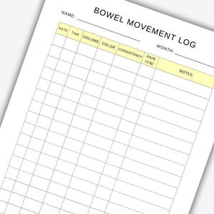 Bowel Movement Log Printable, BM Sheet, Bowel Movement Log, Nurse ...