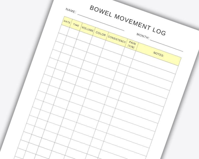 Bowel Movement Log Printable, BM Sheet, Bowel Movement Log, Nurse ...