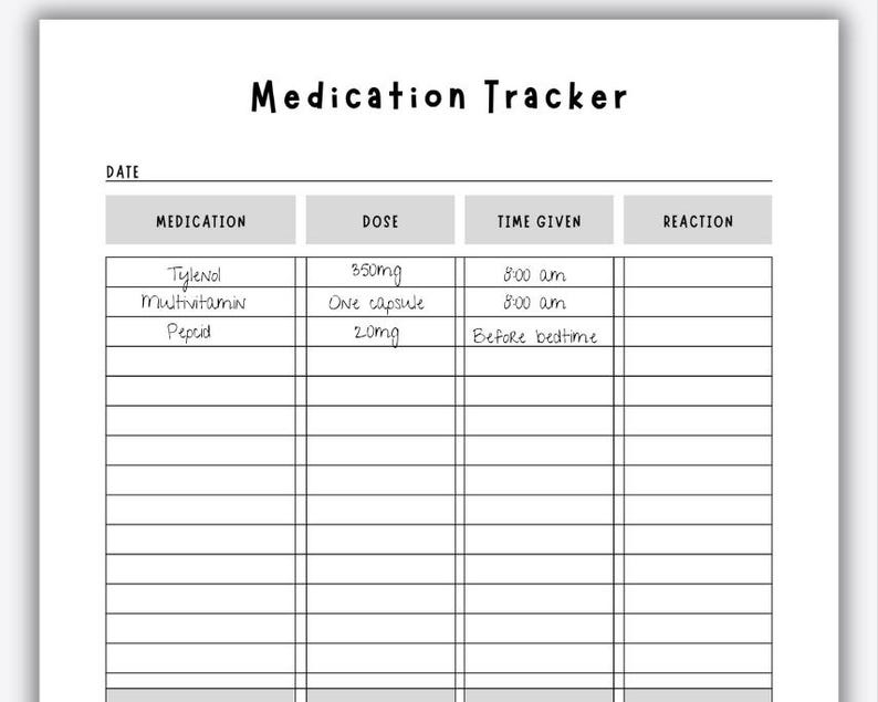 Printable Medicine Tracker | Medication Administration Record | Daily ...