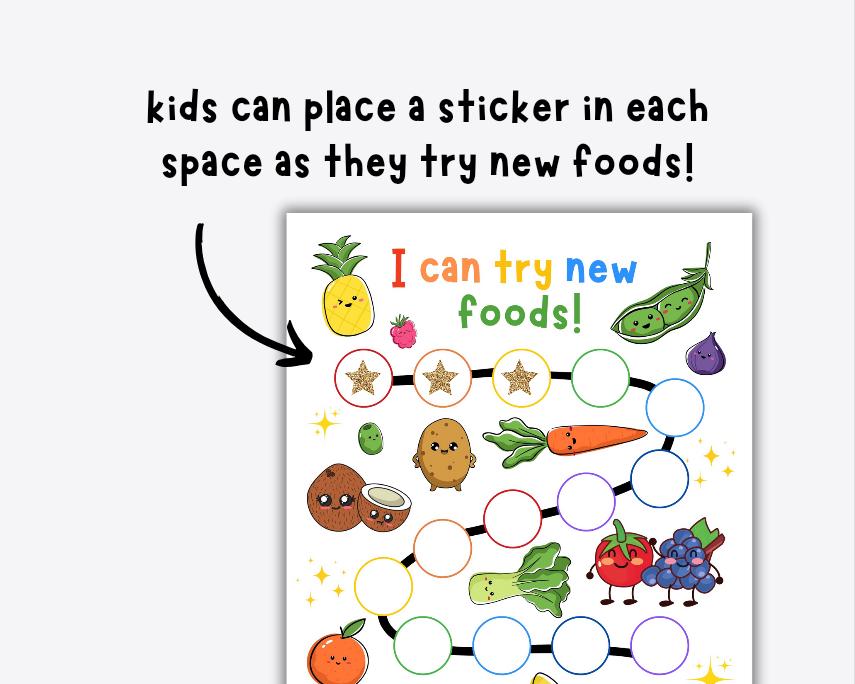 Reward Chart for Picky Eaters, Healthy Eating Rewards, Try New Foods ...