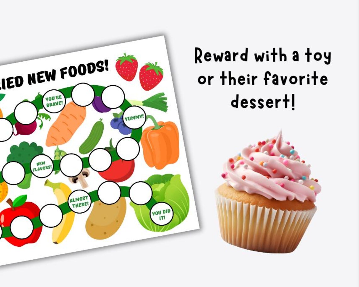 Reward Chart for Picky Eaters, Healthy Eating Rewards, Try New Foods ...