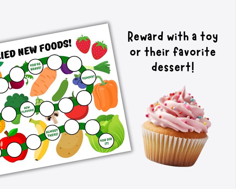 Reward Chart for Picky Eaters, Healthy Eating Rewards, Try New Foods ...
