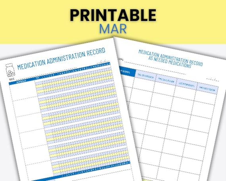 MAR Printable, Medication Administration Record, Daily Medication Log ...