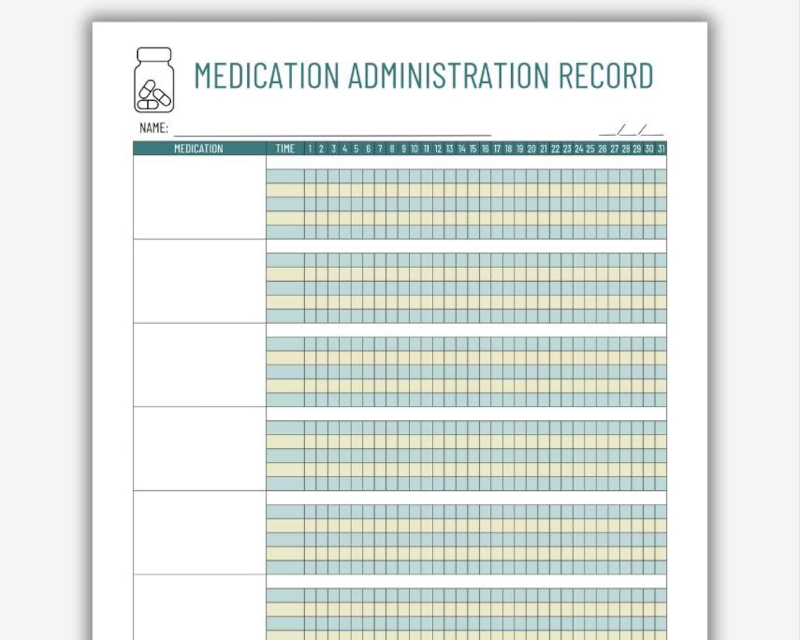 MAR | Medication Administration Record | Printable Medicine Record ...