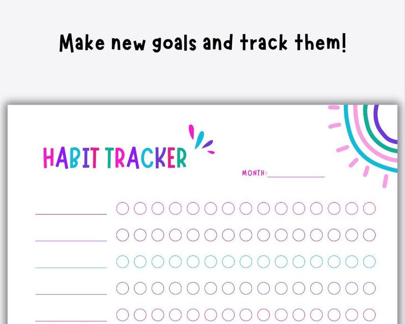 Printable Habit Tracker, New Year's Resolution, Track Goals, Adult ...