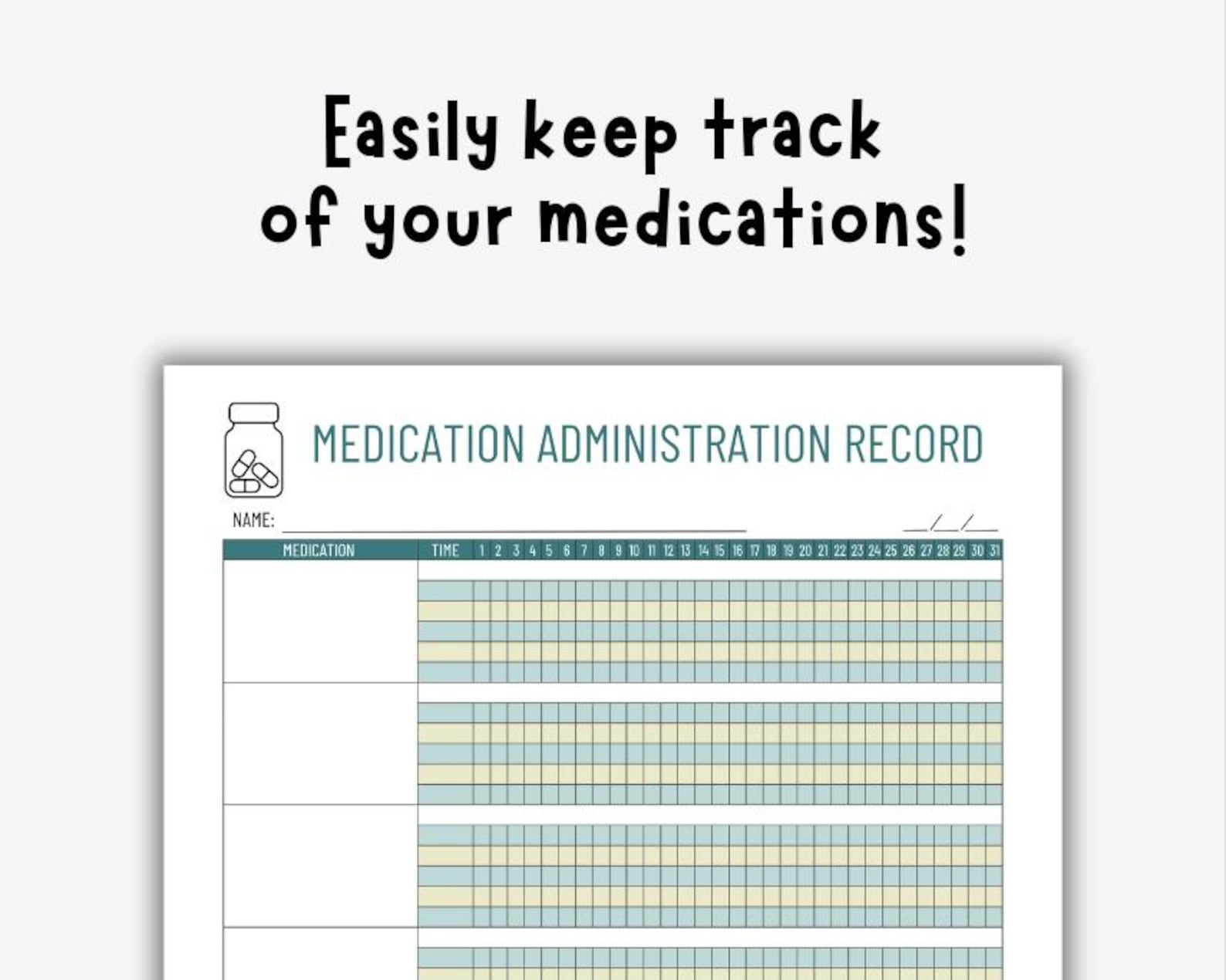 MAR | Medication Administration Record | Printable Medicine Record ...