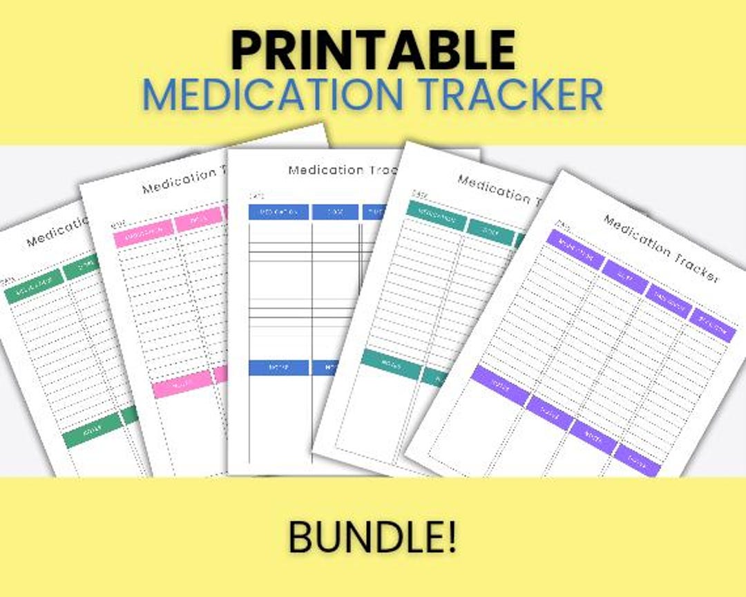 Medication Tracker Bundle, 5 Color Printables, Pill Organizer, Daily ...