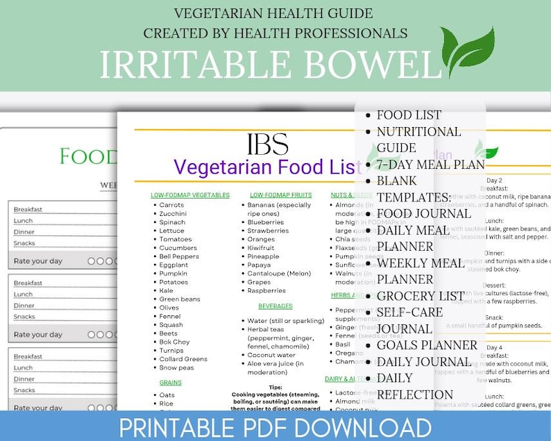 Healthy Meal Plan for Irritable Bowel Syndrome, Printable Food List for ...