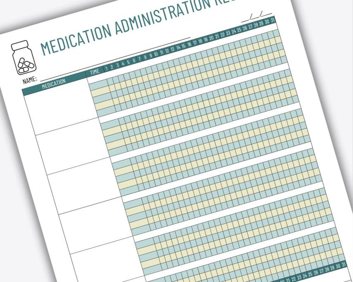 MAR | Medication Administration Record | Printable Medicine Record ...