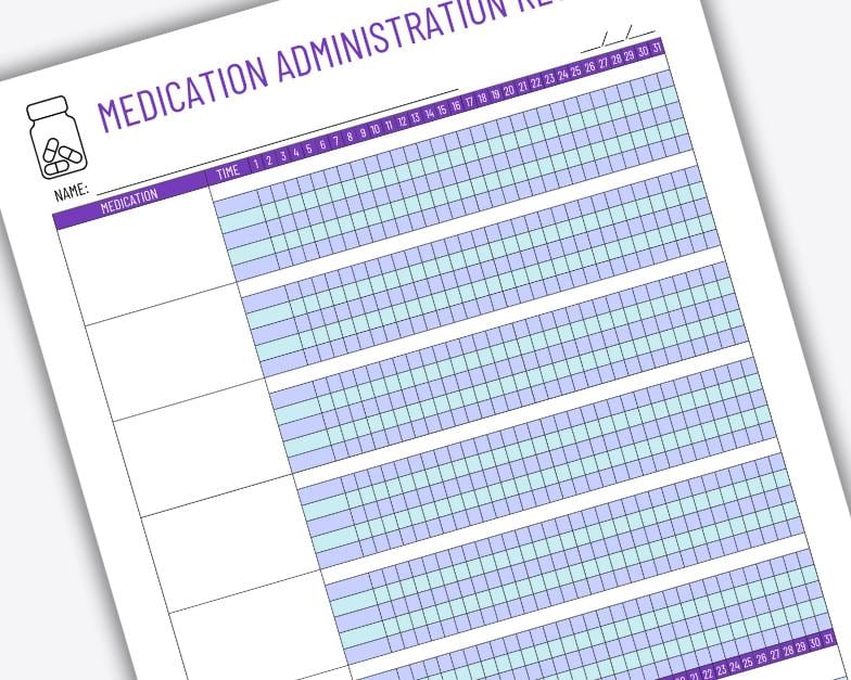 MAR | Medication Administration Record | Printable Medicine Record ...