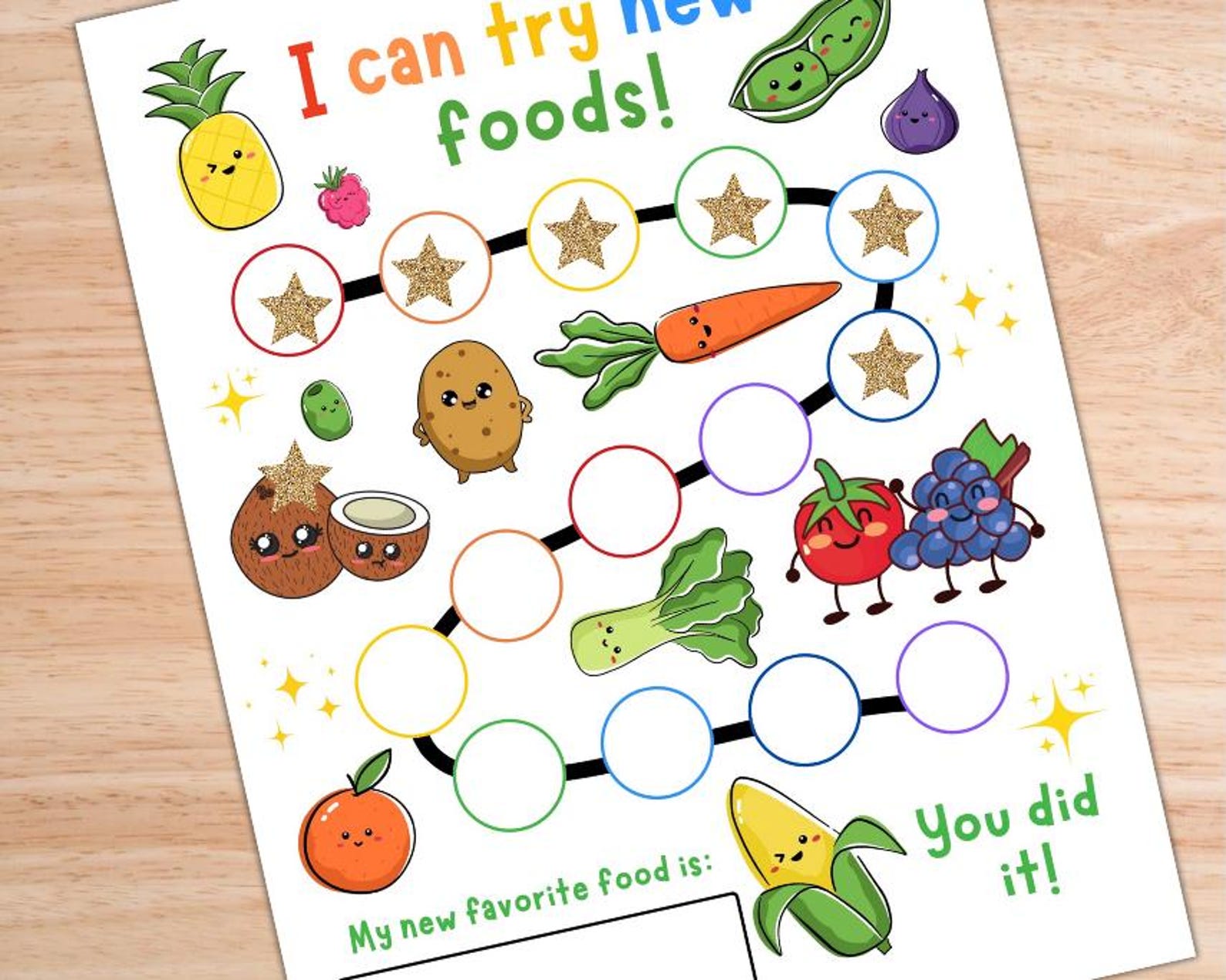 Reward Chart for Picky Eaters, Healthy Eating Rewards, Try New Foods ...