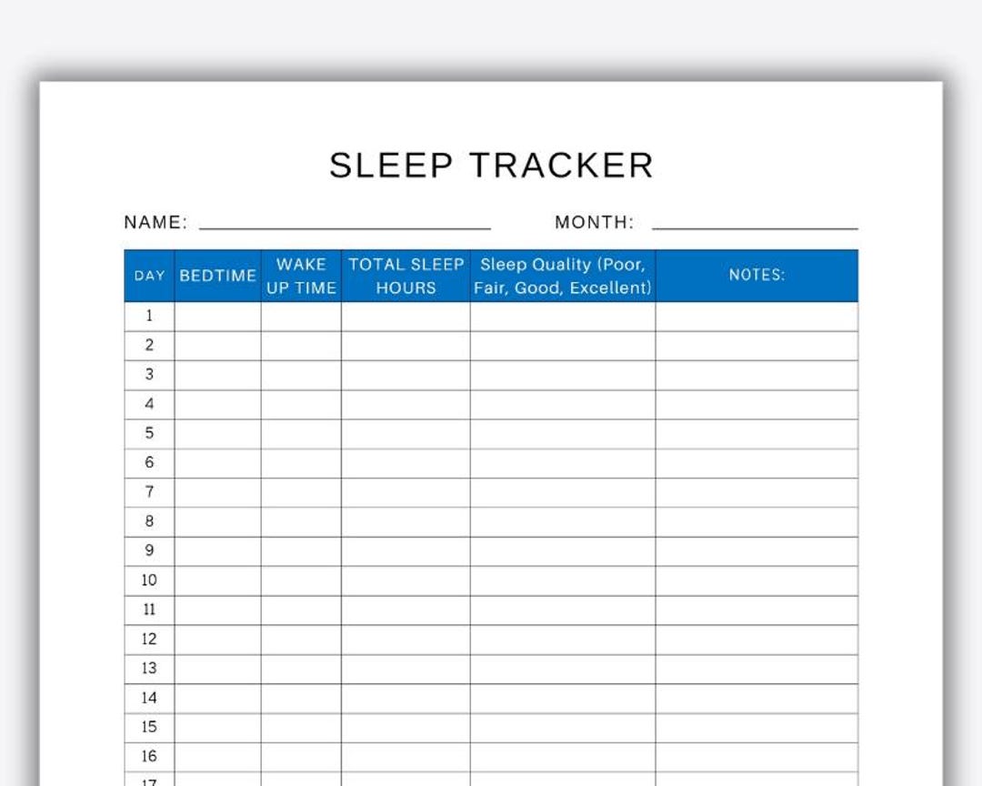 Printable Sleep Tracker, Sleep Log, Bedtime Goal, Sleep Schedule ...