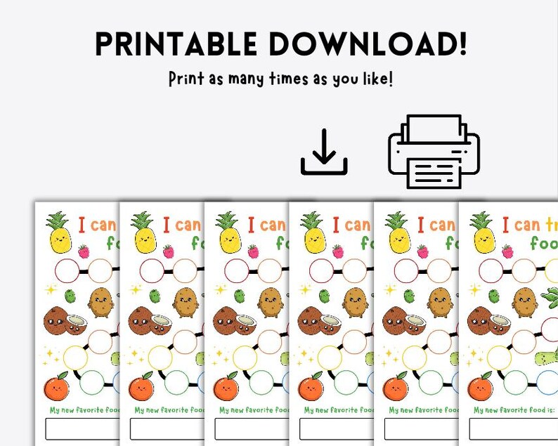 Reward Chart for Picky Eaters, Healthy Eating Rewards, Try New Foods ...