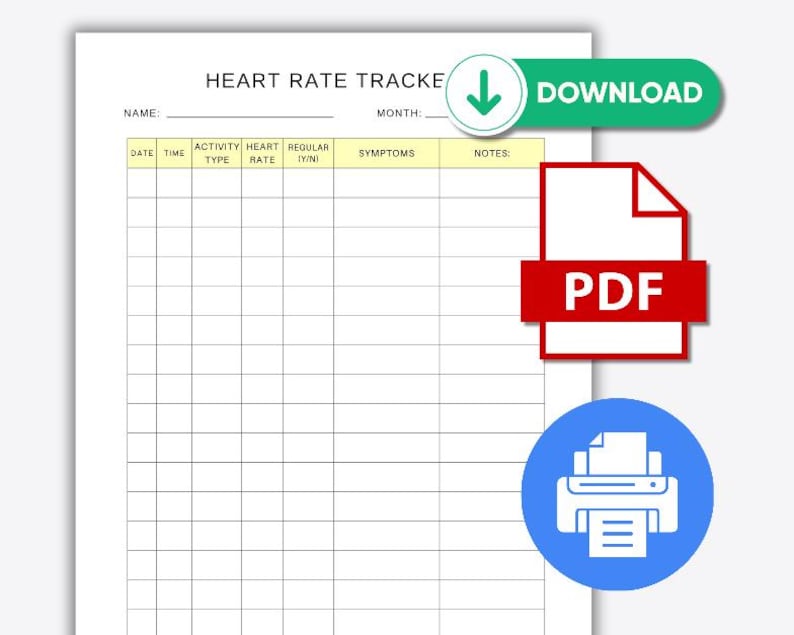 Heart Rate Tracker Printable, Heart Rate Tracking Log for Nurses ...