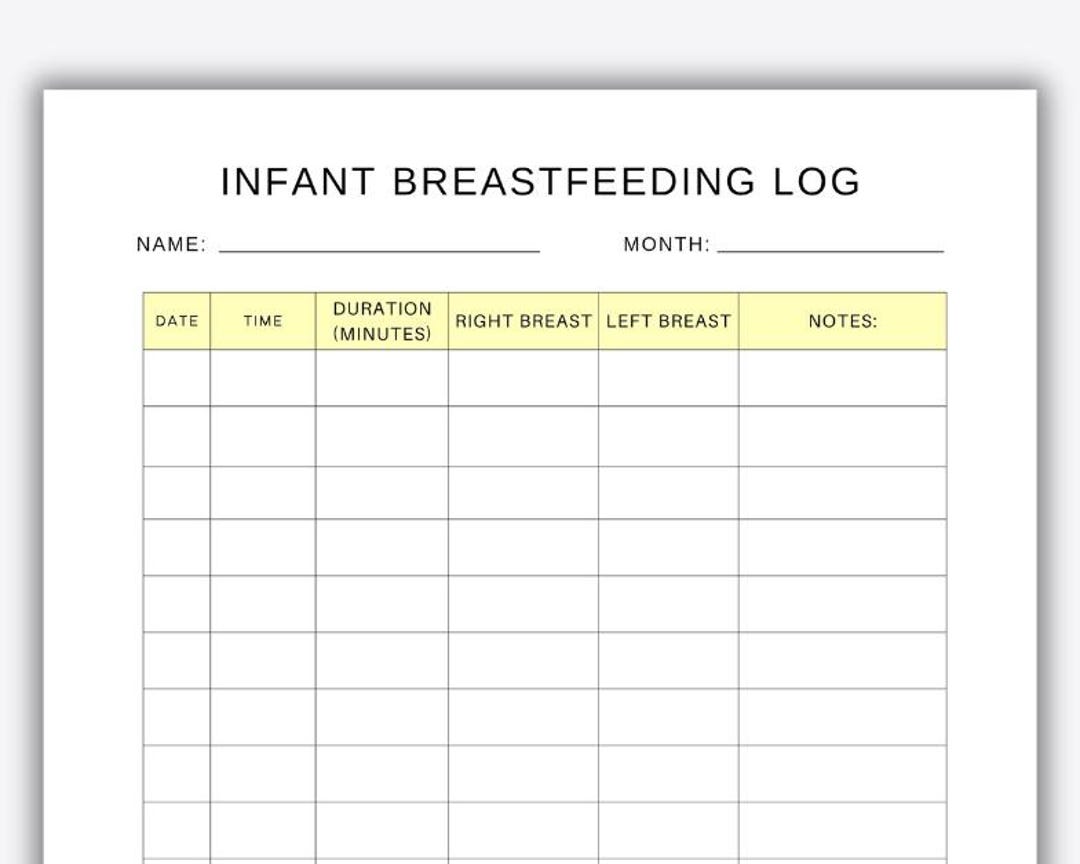 Breastfeeding Log, Newborn Breastfeeding Tracker Sheet, Infant Feeding ...