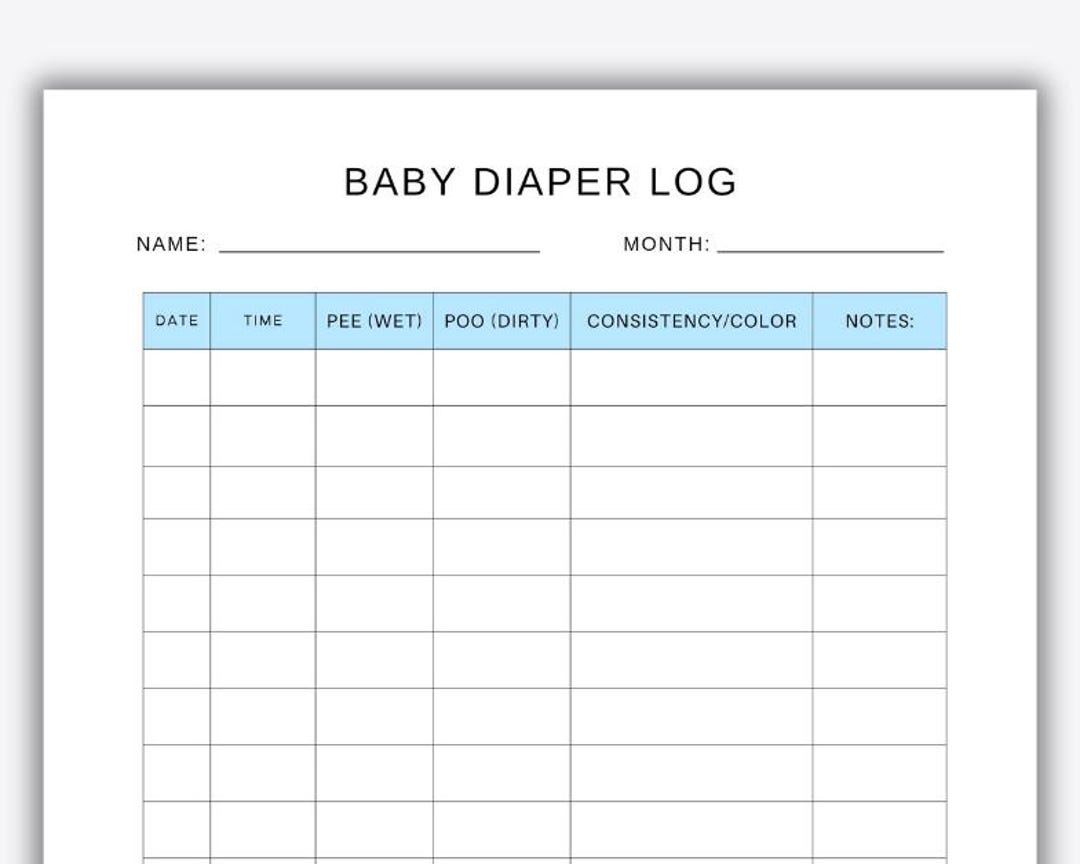 Printable Baby Diaper Log, Newborn Diaper Change Log Sheet, Printable ...