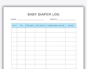 Printable Baby Diaper Log, Newborn Diaper Change Log Sheet, Printable ...