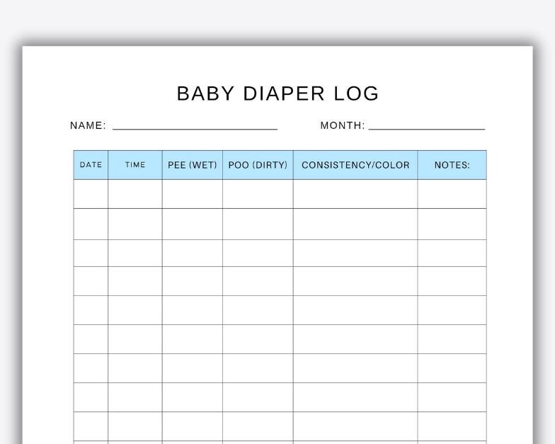 Printable Baby Diaper Log, Newborn Diaper Change Log Sheet, Printable ...