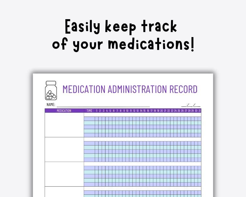 MAR | Medication Administration Record | Printable Medicine Record ...