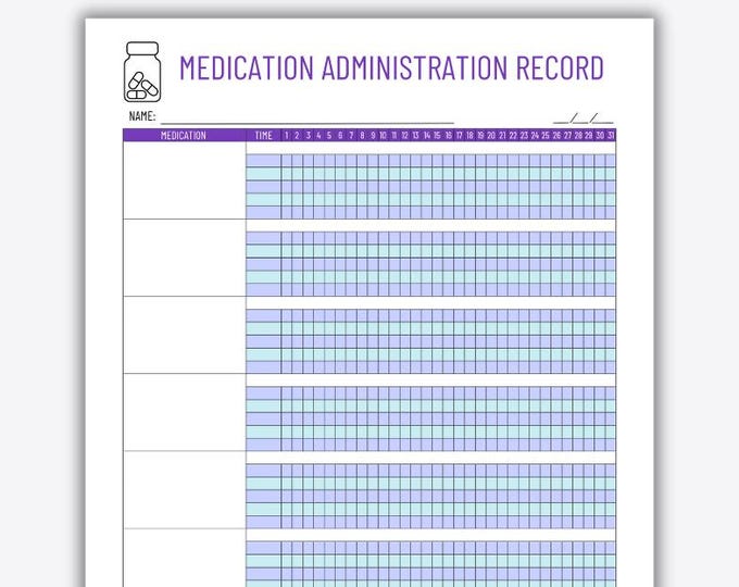 MAR | Medication Administration Record | Printable Medicine Record ...