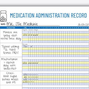 MAR | Medication Administration Record | Printable Medicine Record ...